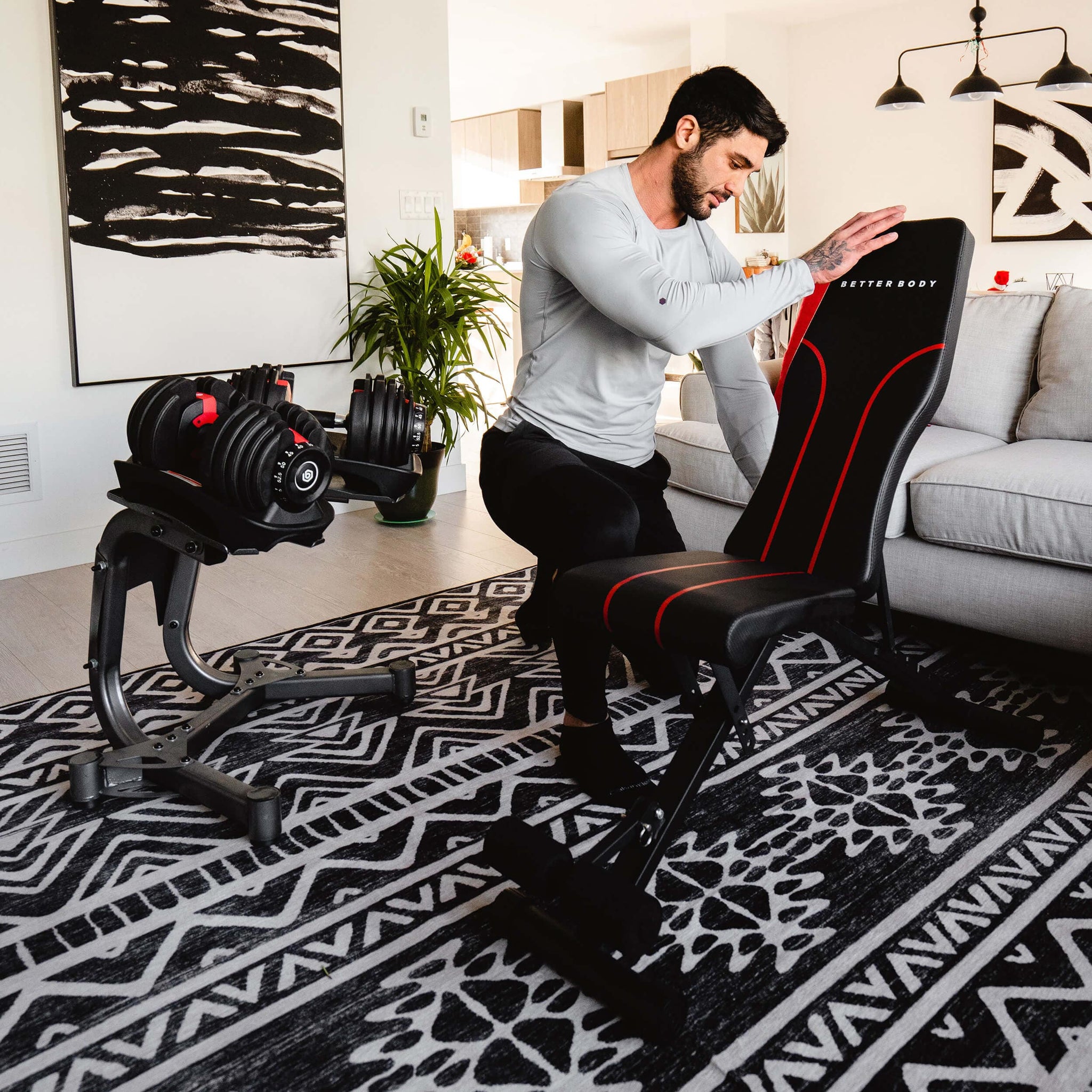 Better Body Pro Adjustable Dumbbell Bundle | 5 - 52.5 lbs & Bench ...